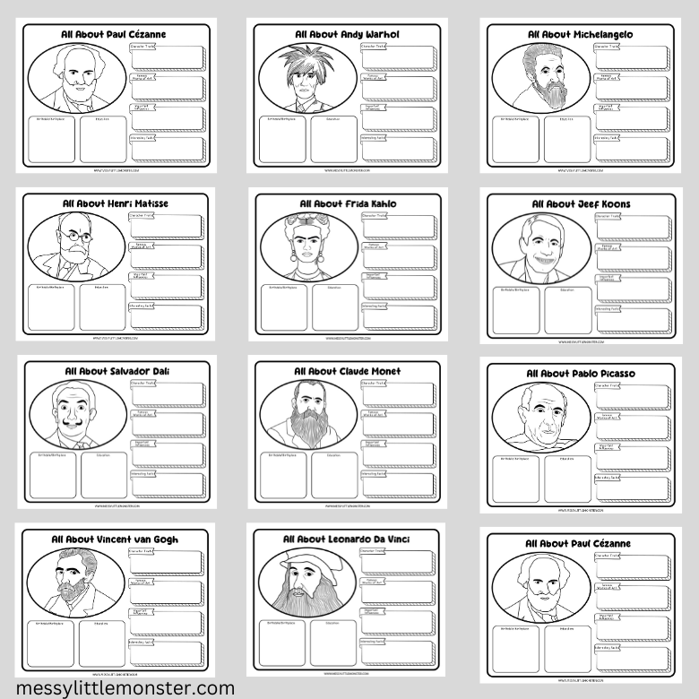Famous Artists Research and Writing Activity – Messy Little Monster Shop