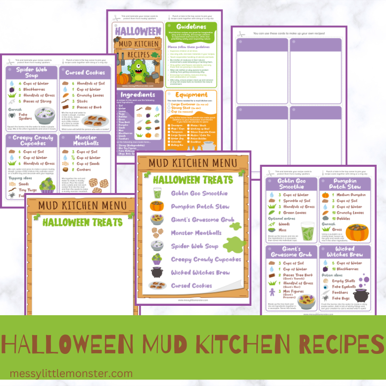 Halloween Mud Kitchen Recipe Cards – Messy Little Monster Shop