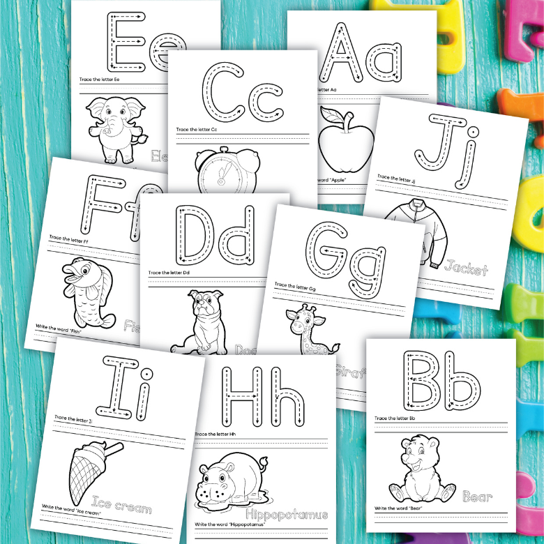Alphabet Coloring and Tracing Worksheets – Messy Little Monster Shop