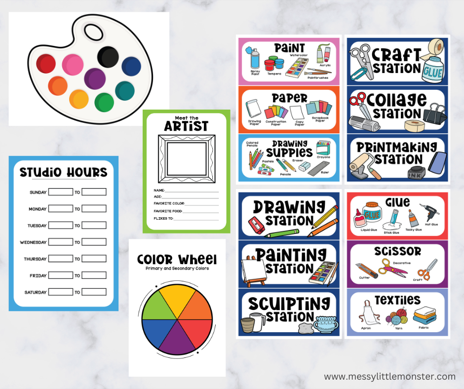 Art Studio Dramatic Play Printables – Messy Little Monster Shop