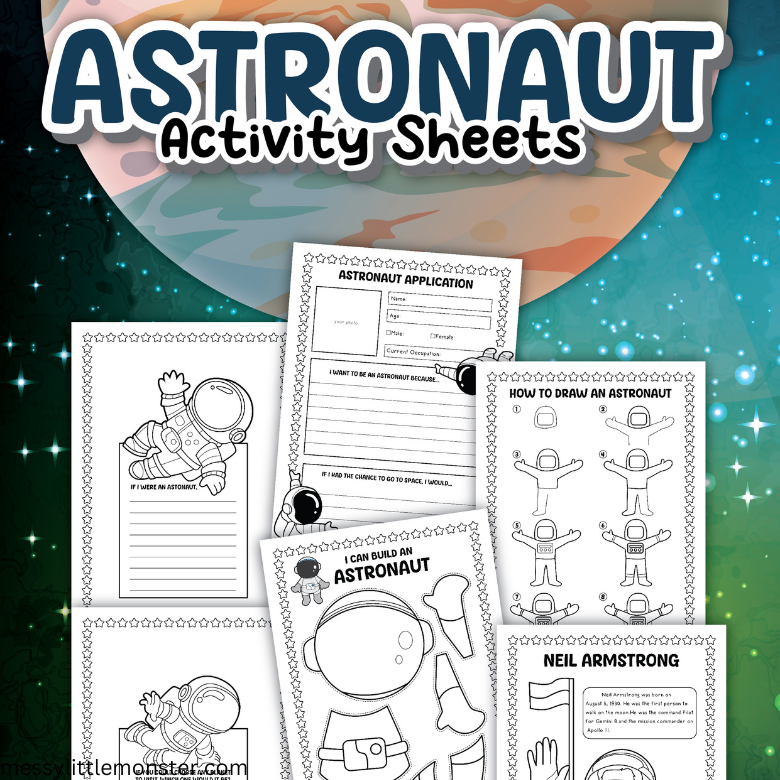 Astronaut Activity Worksheets - Space Themed Printables – Messy Little ...