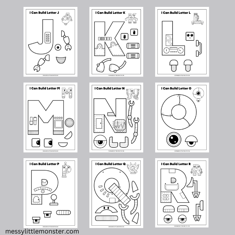 Build a Robot Alphabet Craft Printable – Messy Little Monster Shop