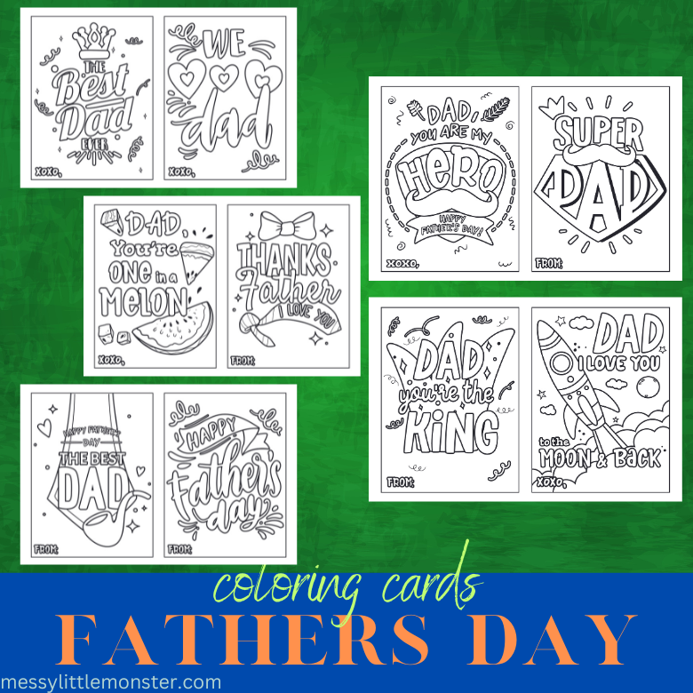 Printable Father's Day Coloring Cards – Messy Little Monster Shop