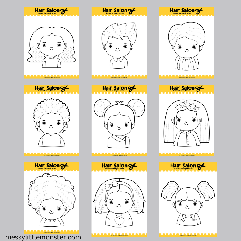 Hair Salon Cutting Practice Worksheet – Messy Little Monster Shop