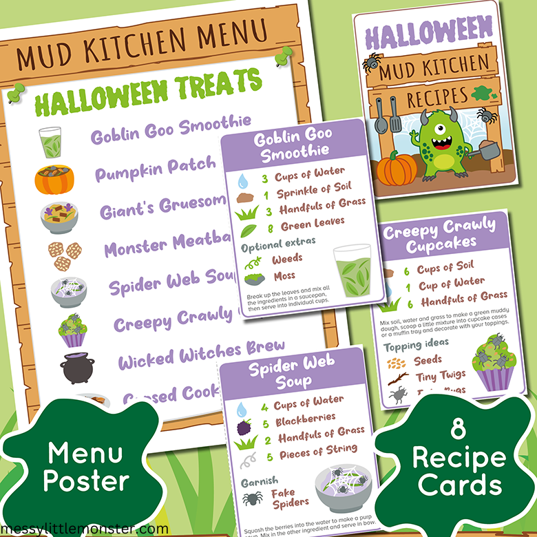 Halloween Mud Kitchen Recipe Cards – Messy Little Monster Shop