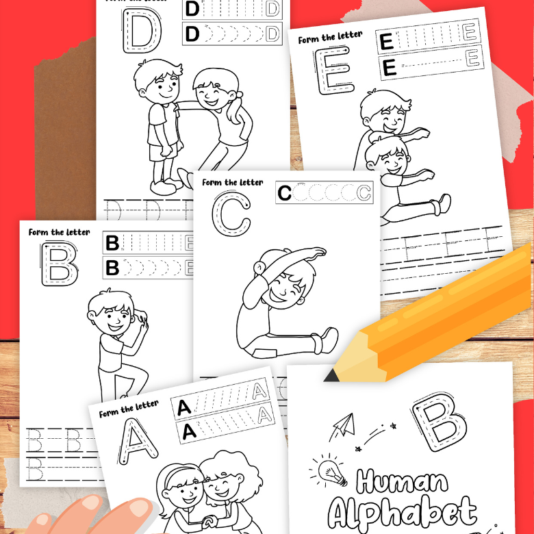 Human Alphabet Tracing Sheets – Messy Little Monster Shop
