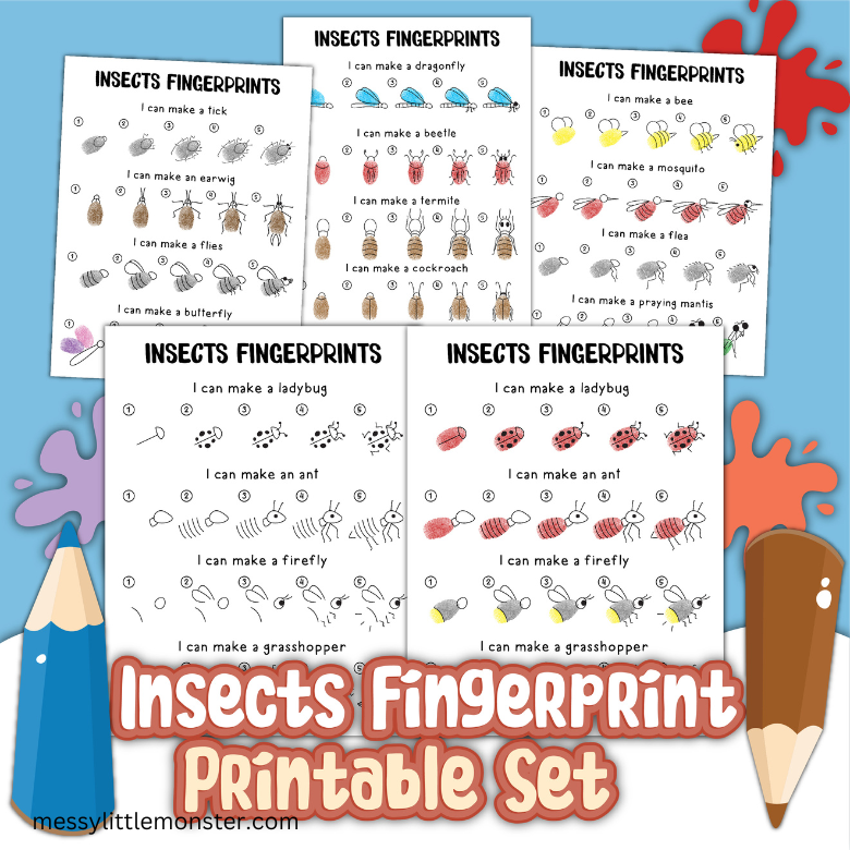 Insect Fingerprint Craft Printables – Messy Little Monster Shop