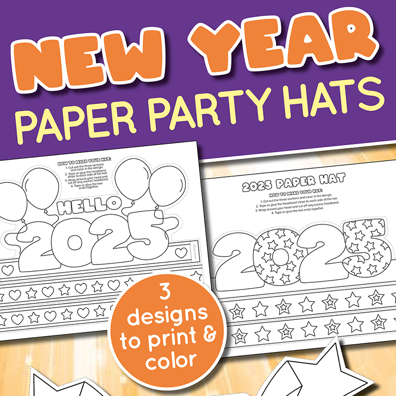 Printable New Year Paper Party Hats – Messy Little Monster Shop