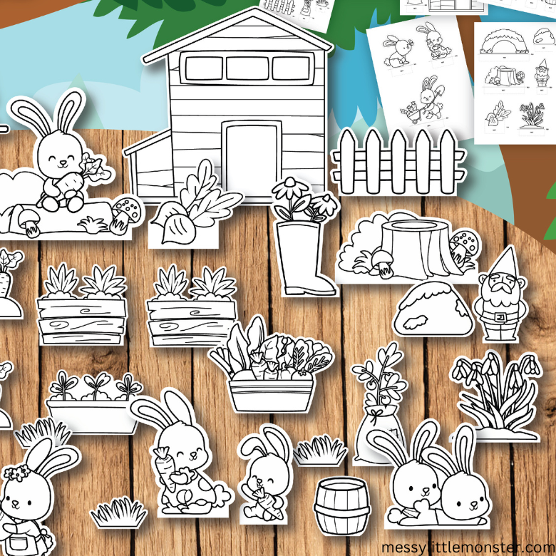 Printable Rabbit Garden Craft – Messy Little Monster Shop
