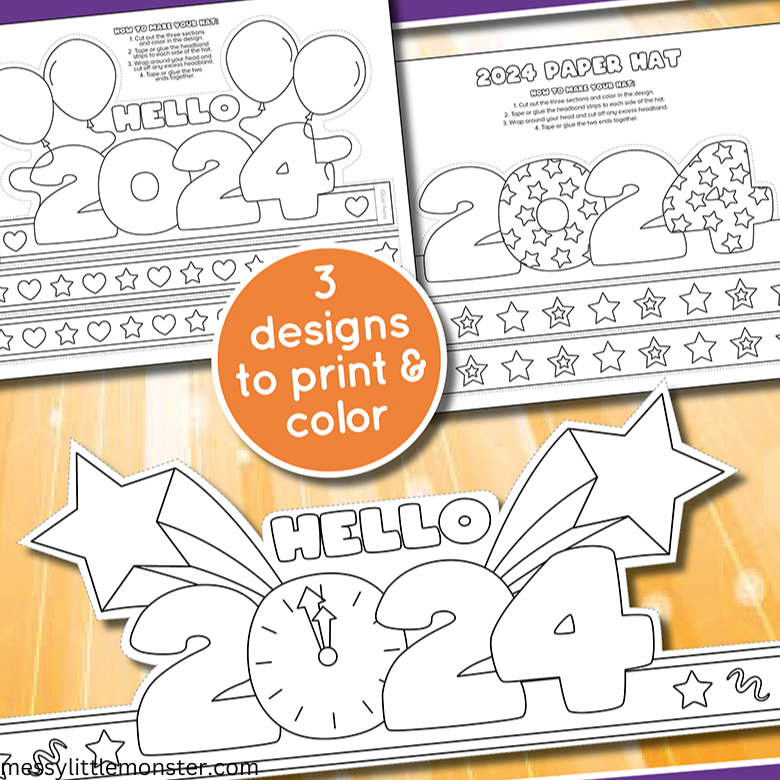 Printable New Year Paper Party Hats – Messy Little Monster Shop