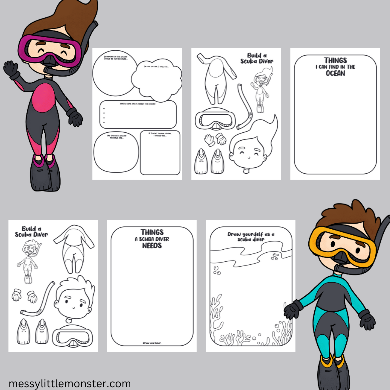 Printable Scuba Diver Craft – Messy Little Monster Shop
