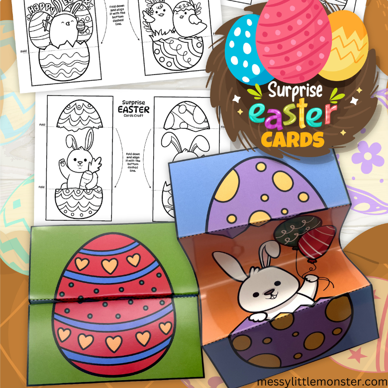 Surprise Easter Card Coloring – Messy Little Monster Shop