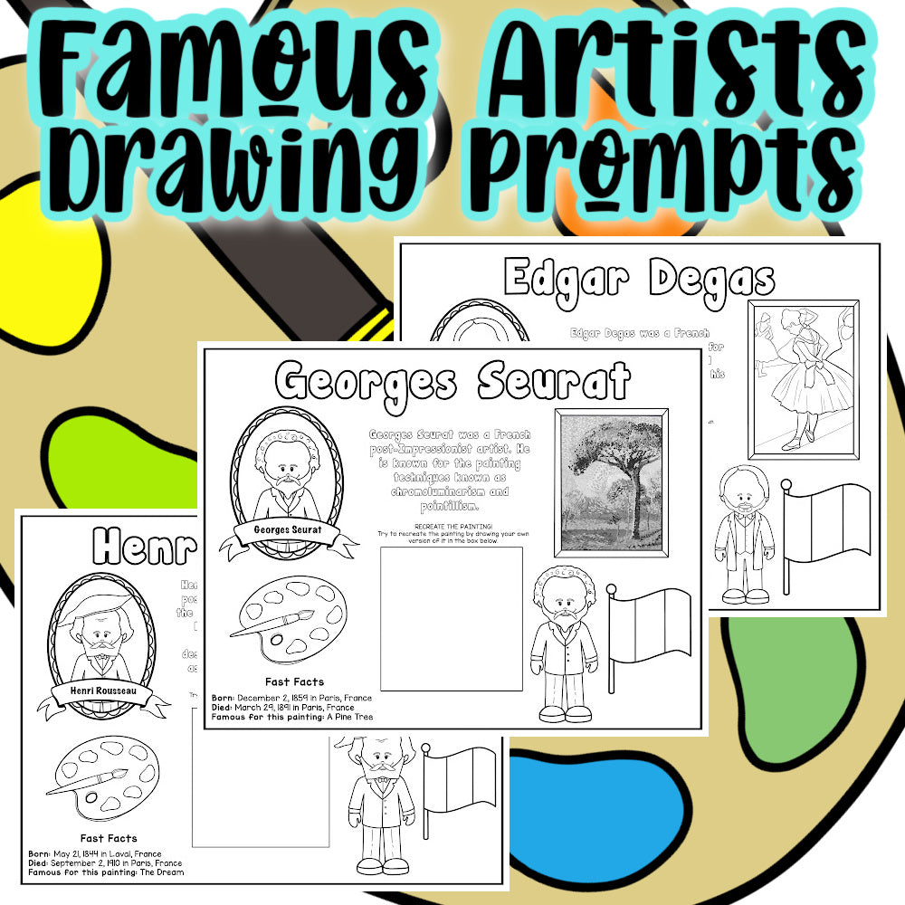 Art History Worksheets - Drawing Prompts – Messy Little Monster Shop
