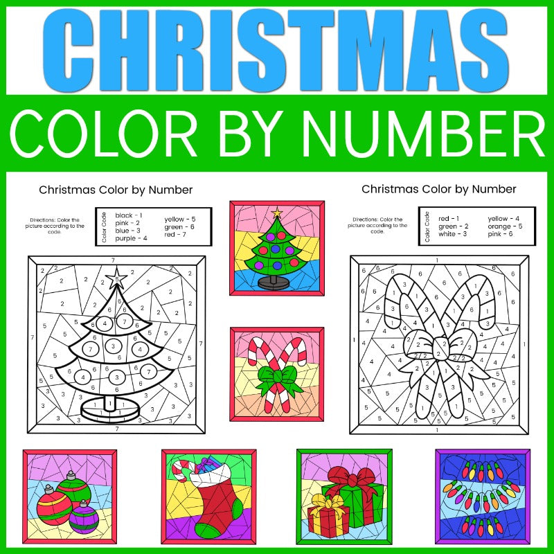 Christmas Color by Number Sheets – Messy Little Monster Shop