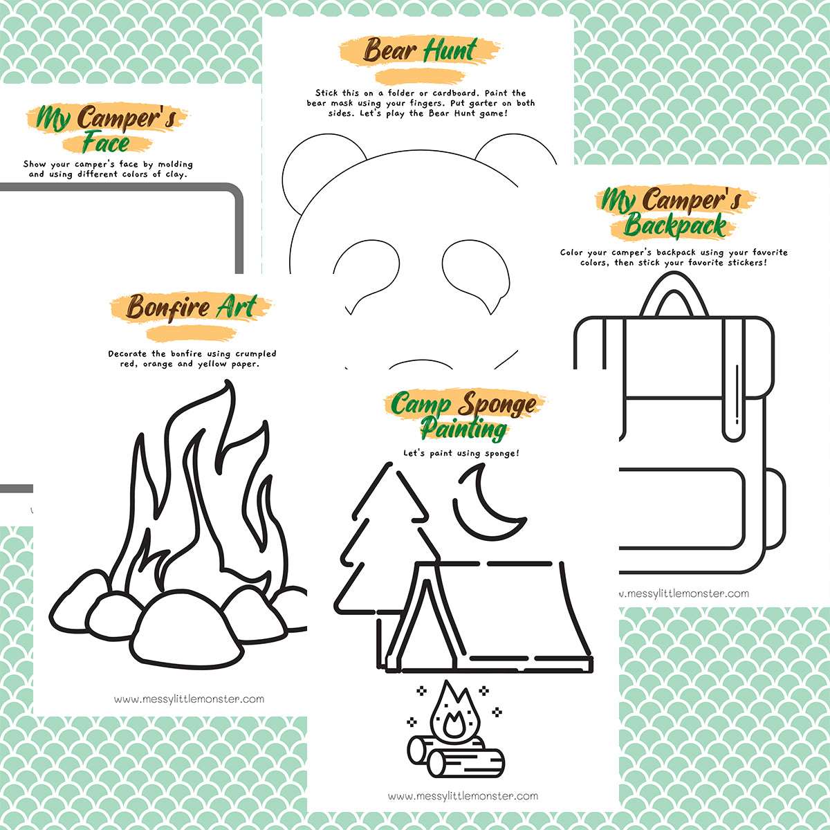 Fine Motor Activities for Little Campers Activity Pack – Messy Little ...