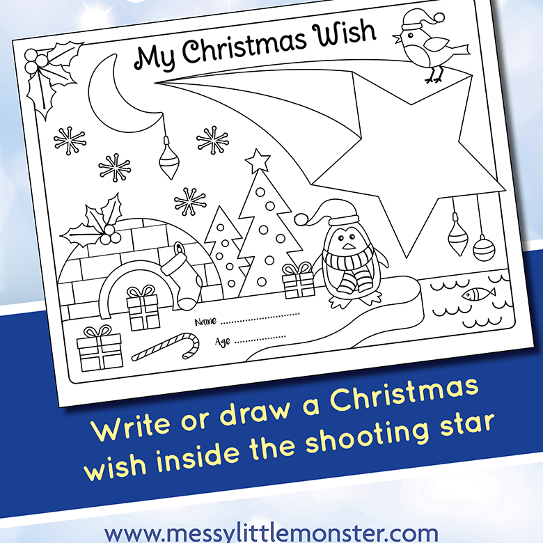 Christmas Wish Coloring Page – Messy Little Monster Shop