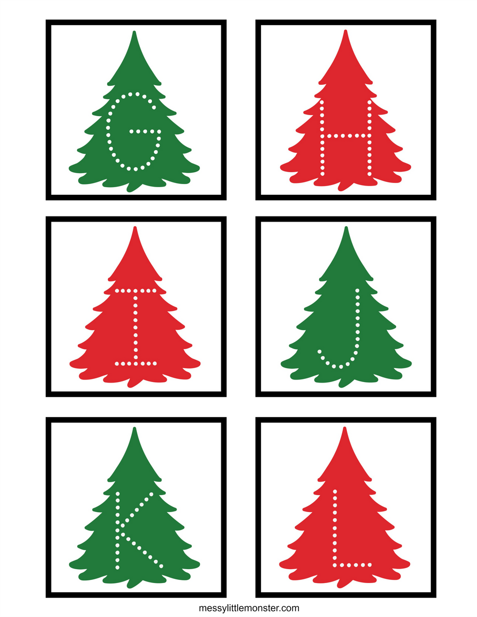 Christmas Tree Alphabet Tracing Cards – Messy Little Monster Shop