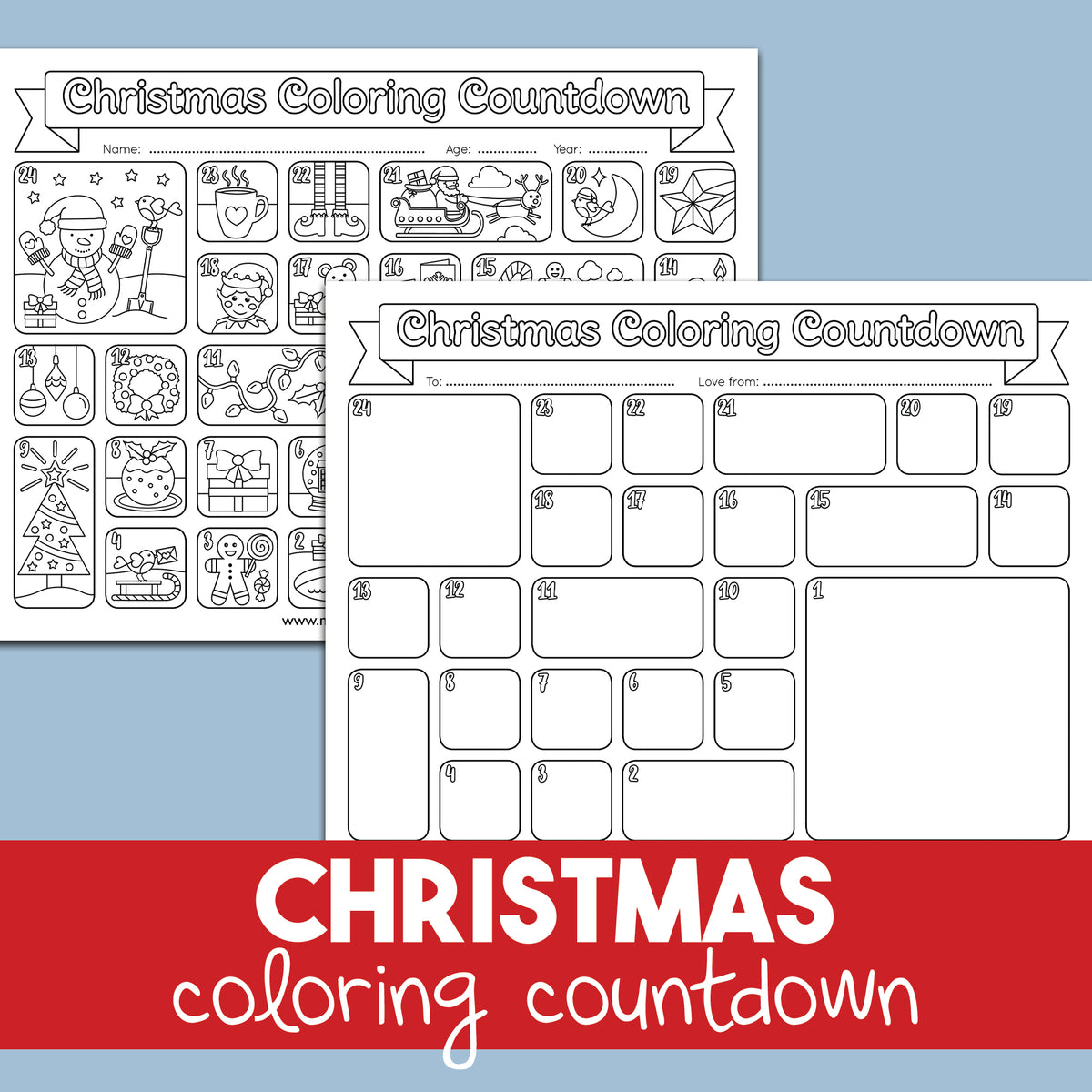 Christmas Coloring Countdown – Messy Little Monster Shop