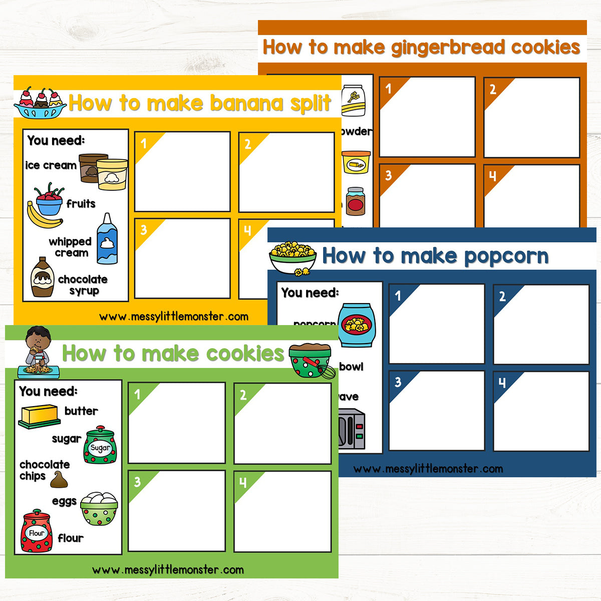 Sequencing Activities: Desserts – Messy Little Monster Shop