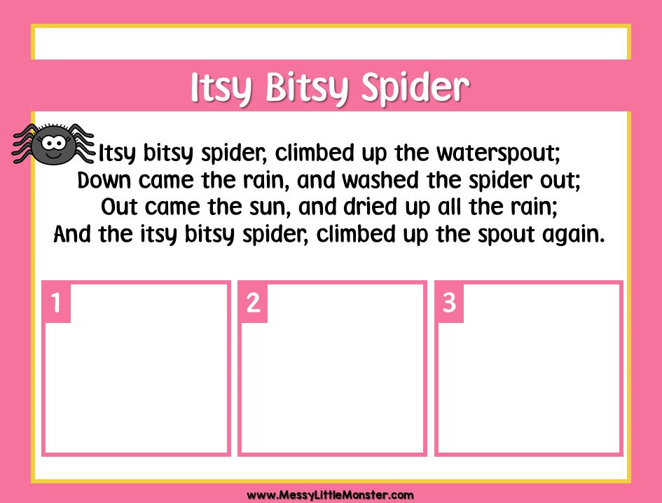 Itsy Bitsy - Nursery Rhyme Sequencing Activity – Messy Little Monster Shop