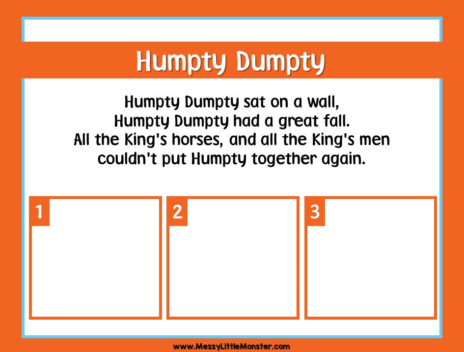 Humpty Dumpty - Nursery Rhyme Sequencing Activity – Messy Little ...