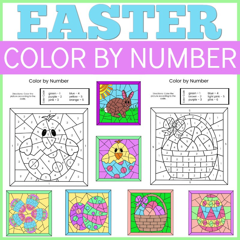 Easter Color by Number Sheets – Messy Little Monster Shop