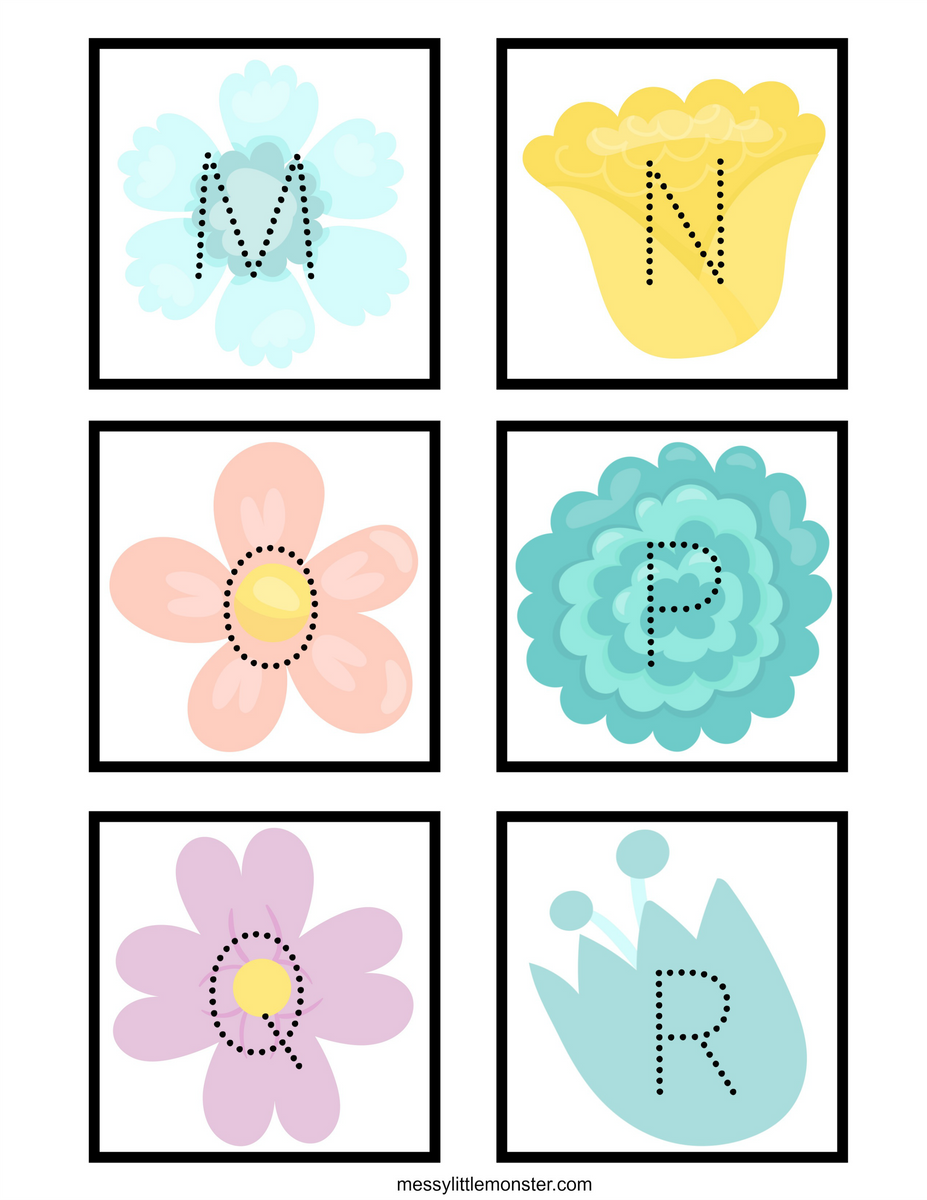 Flower Alphabet Tracing Cards – Messy Little Monster Shop