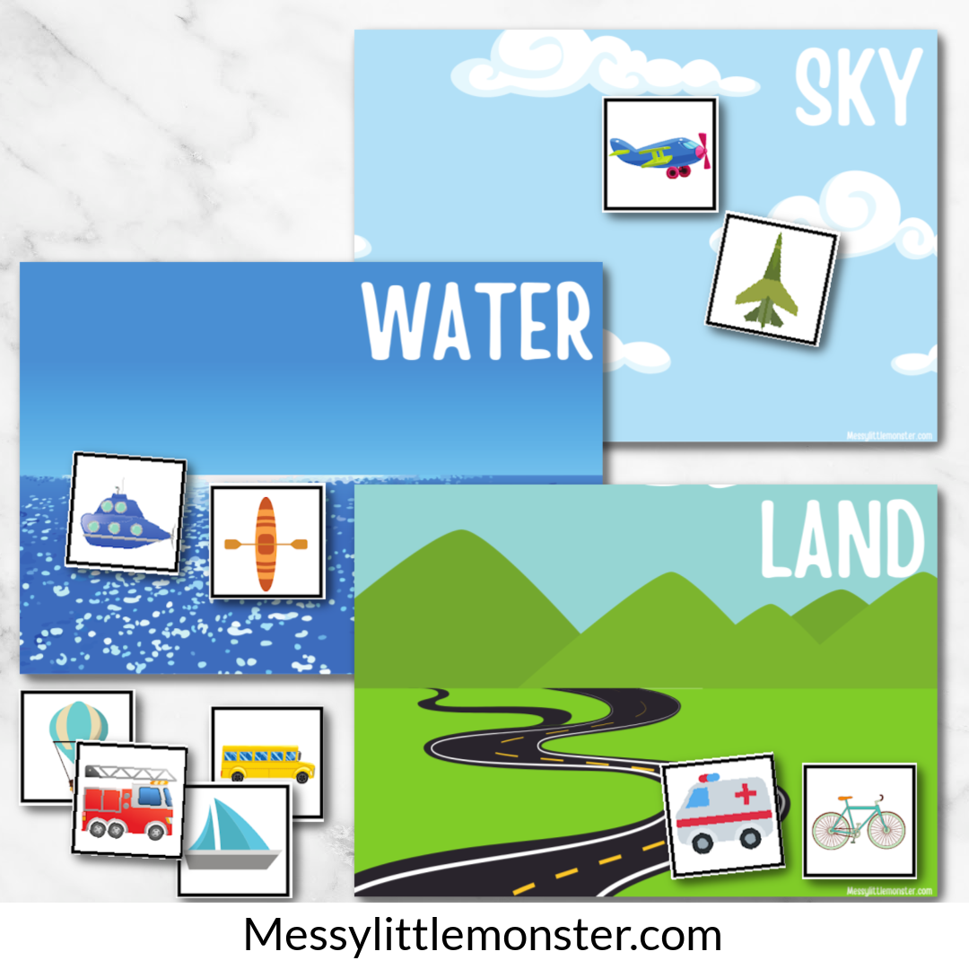 Land, Air, Water Sorting Mats – Messy Little Monster Shop