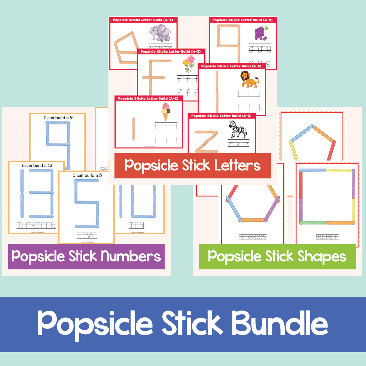 Popsicle Stick Bundle - Shapes, Numbers, Letters – Messy Little Monster ...