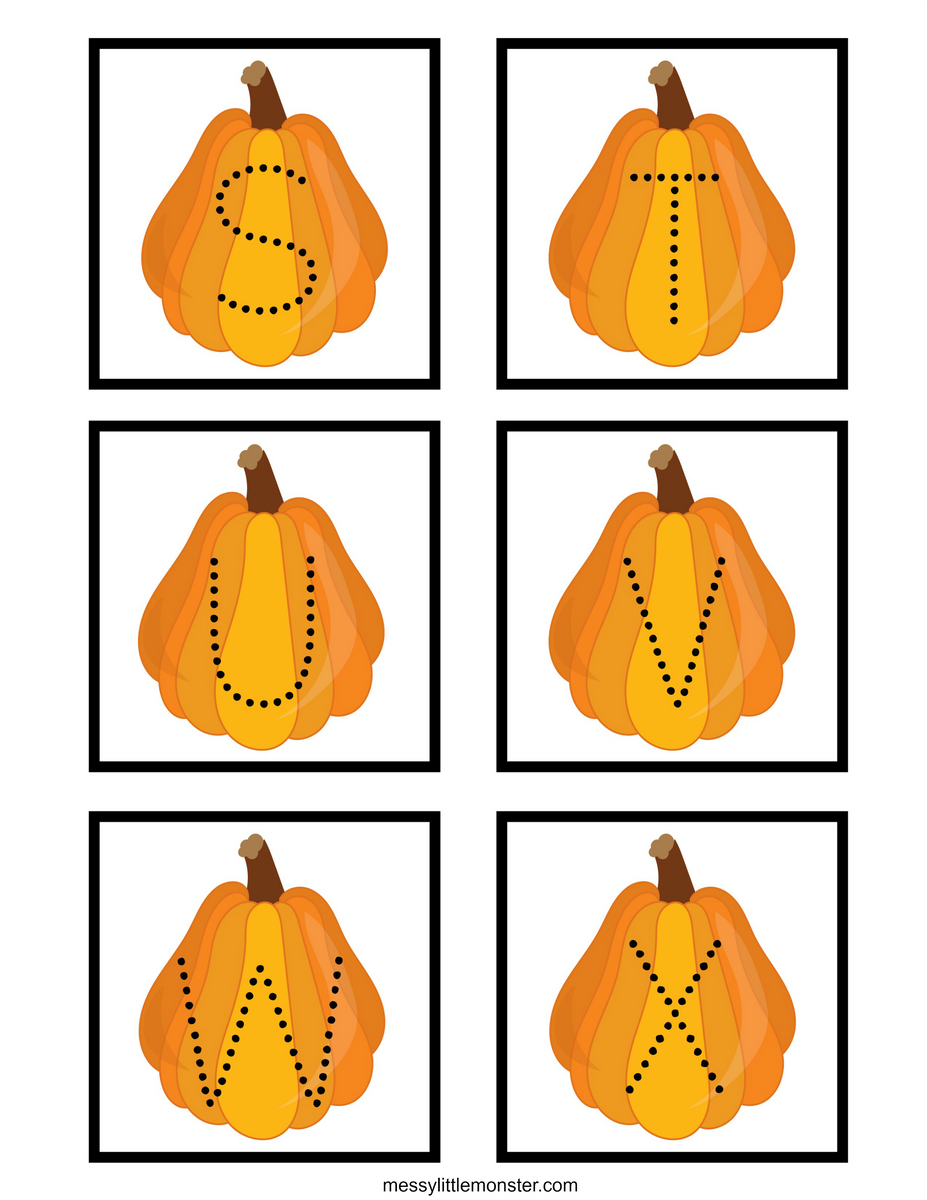 Pumpkin Alphabet Tracing Cards – Messy Little Monster Shop