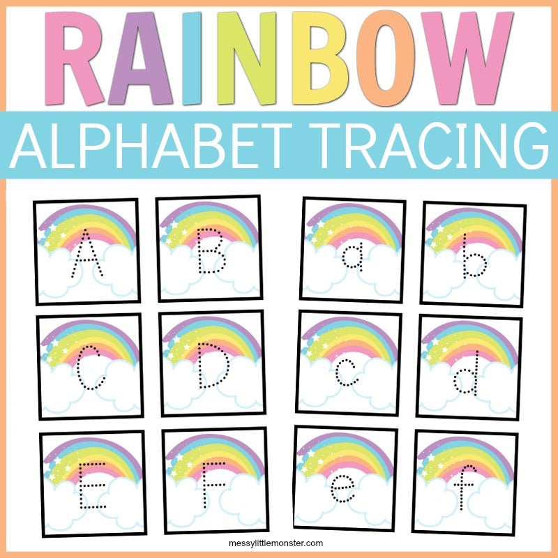 Rainbow Alphabet Tracing Cards – Messy Little Monster Shop