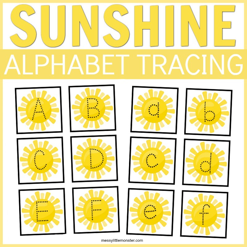 Sunshine Alphabet Tracing Cards – Messy Little Monster Shop