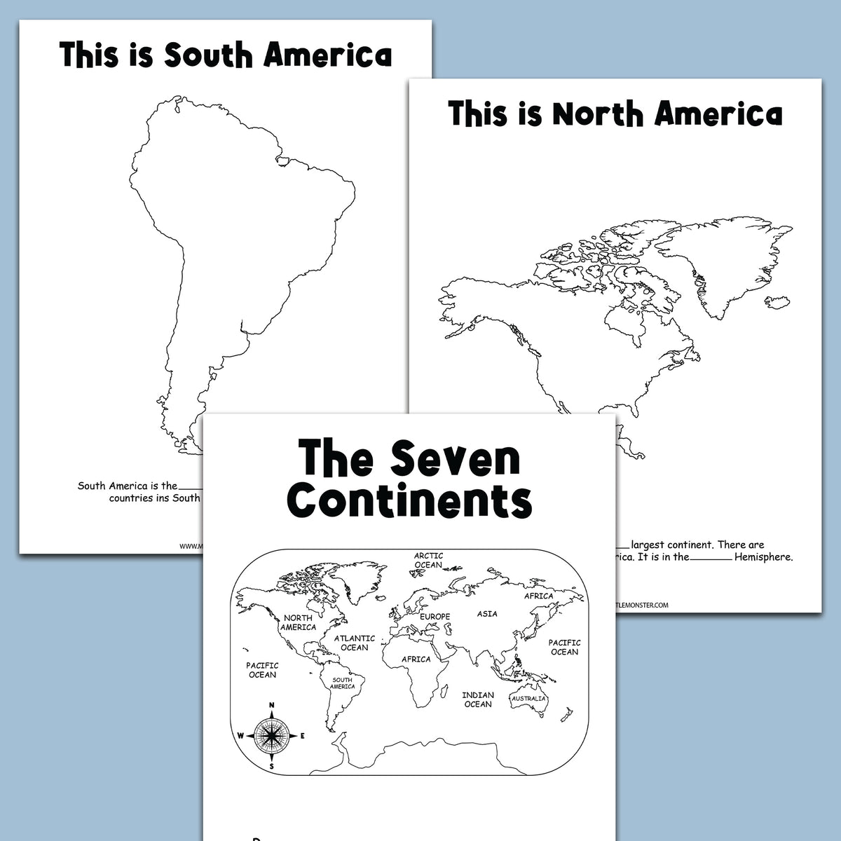 Seven Continents Activity Pack – Messy Little Monster Shop