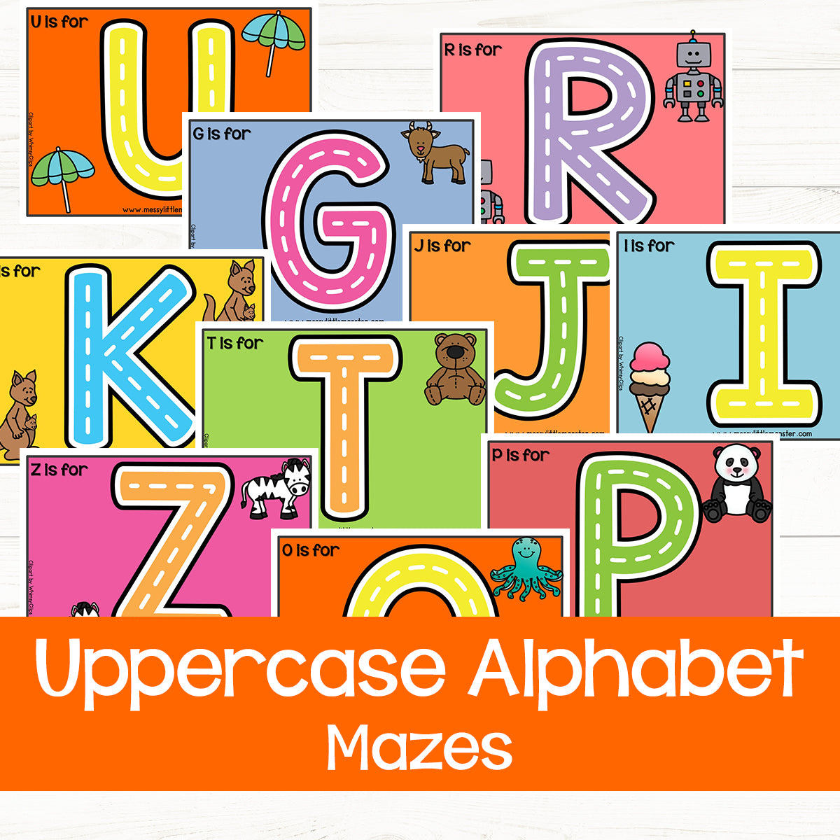 Uppercase Alphabet Mazes – Messy Little Monster Shop