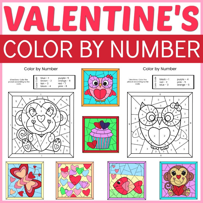Valentine's Color by Number Sheets – Messy Little Monster Shop