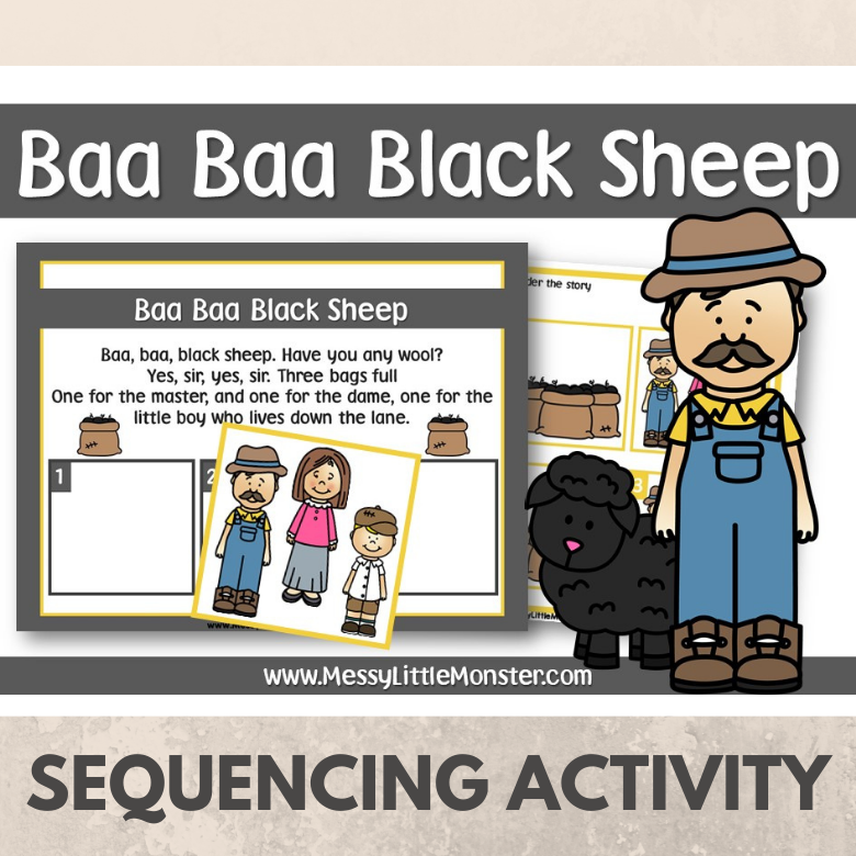 Baa Baa Black Sheep - Nursery Rhyme Sequencing Activity – Messy Little ...