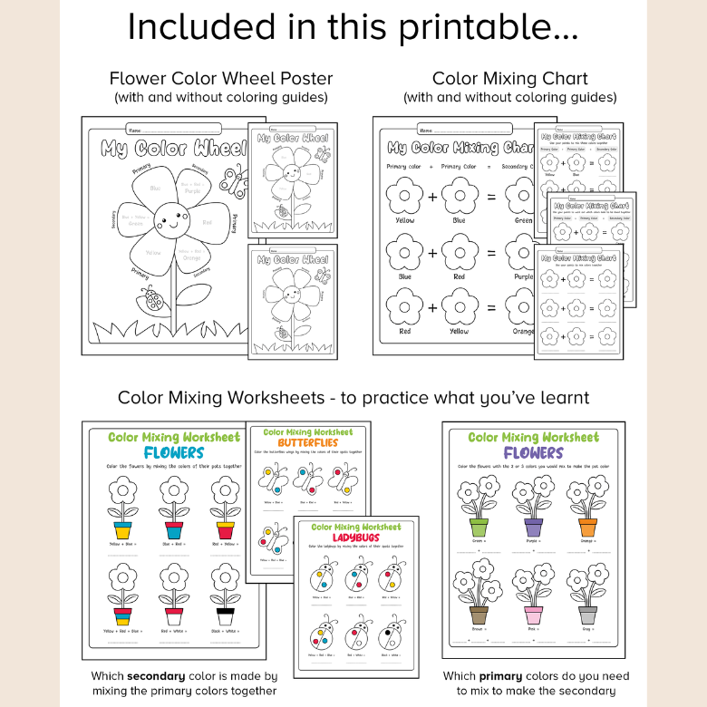 Color Mixing Worksheets – Messy Little Monster Shop