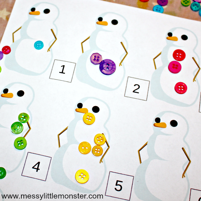 Snowman Painting Numbers Activity – Messy Little Monster Shop