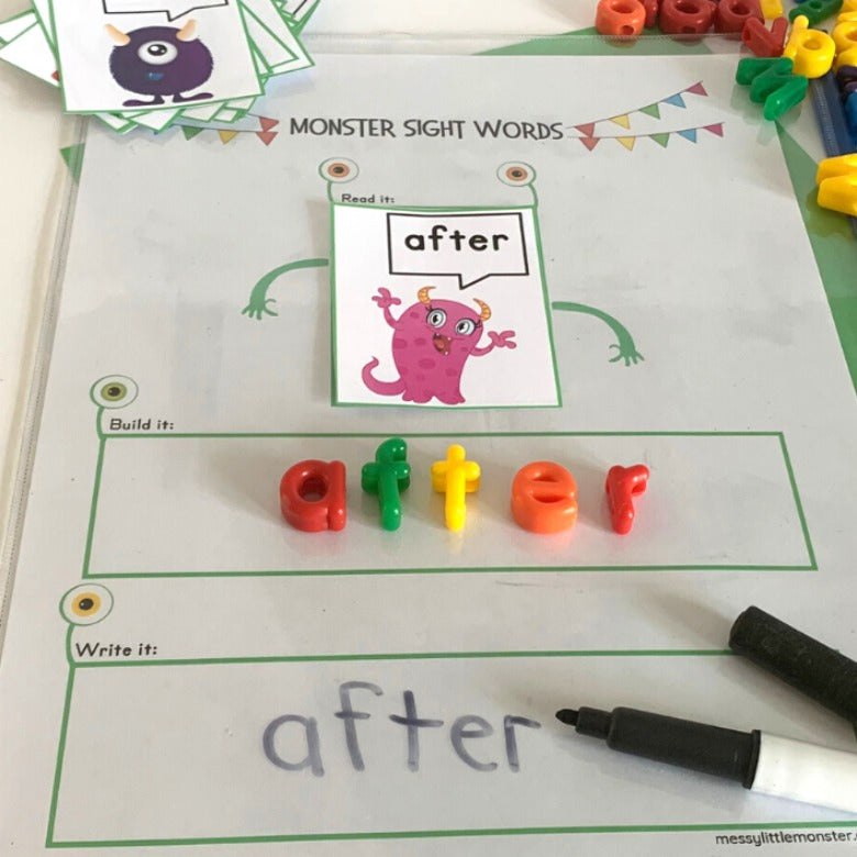 Monster Sight Words Activity – Messy Little Monster Shop