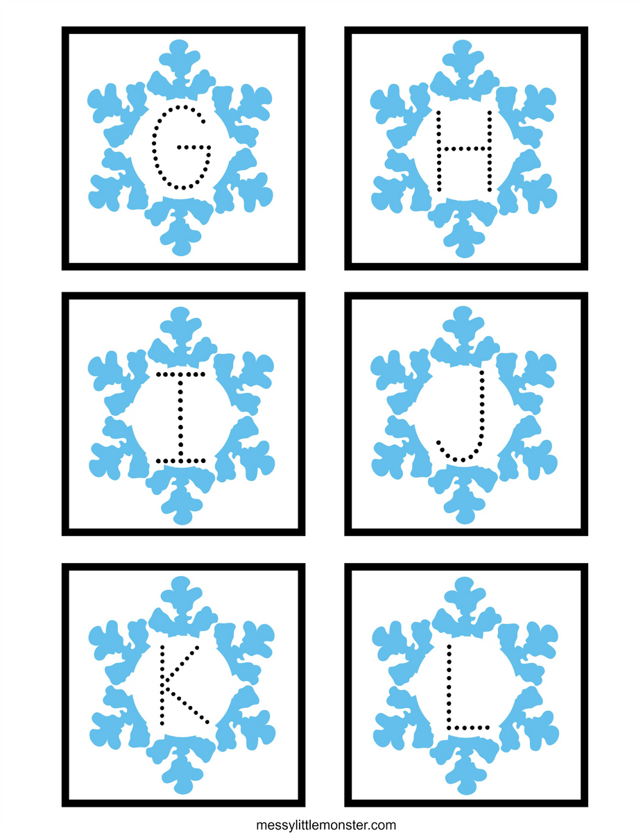 Snowflake Alphabet Tracing Cards – Messy Little Monster Shop
