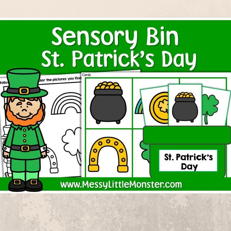 St Patricks Day Sensory Bin Printables – Messy Little Monster Shop