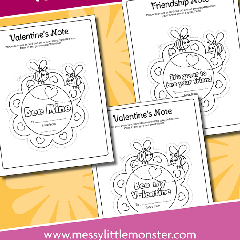 Bee Printable Valentines and Friendship Notes – Messy Little Monster Shop