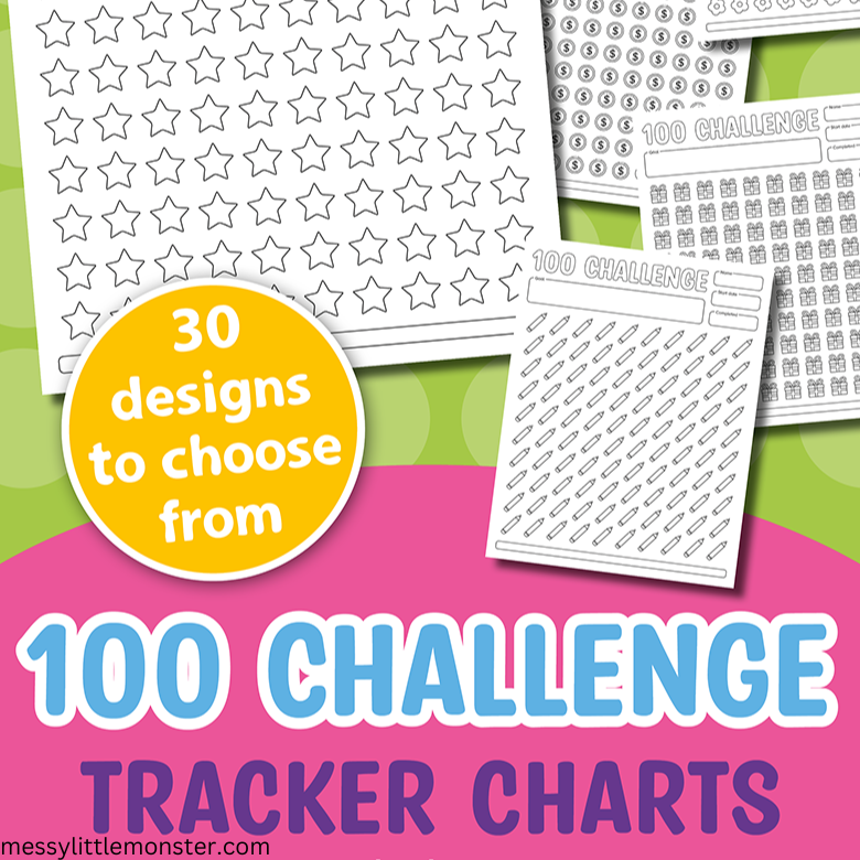 100 Challenge Tracker – Messy Little Monster Shop