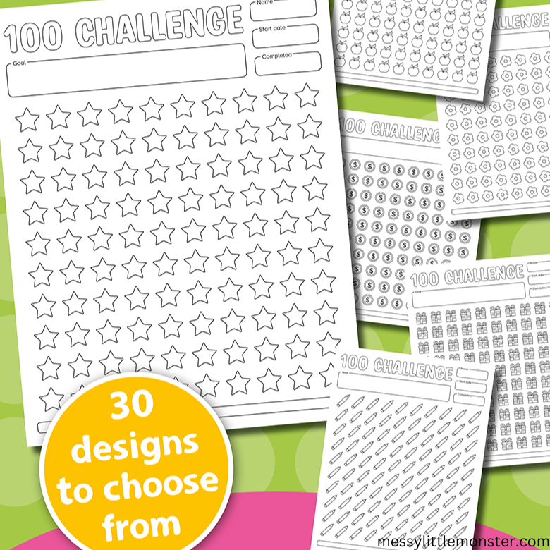 100 Challenge Tracker – Messy Little Monster Shop