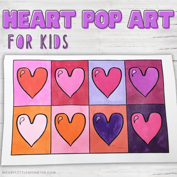 Heart Pop Art for Kids – Messy Little Monster Shop
