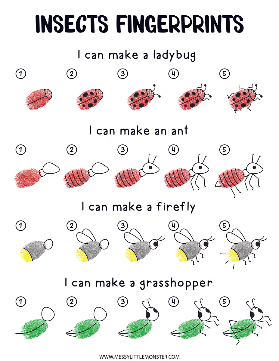 Insect Fingerprint Craft Printables – Messy Little Monster Shop
