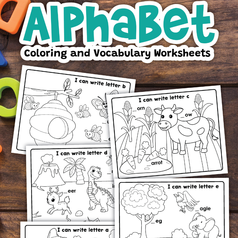 Alphabet Coloring and Letter Worksheets – Messy Little Monster Shop