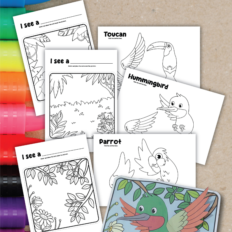 Bird Coloring Pages - 3D Craft – Messy Little Monster Shop