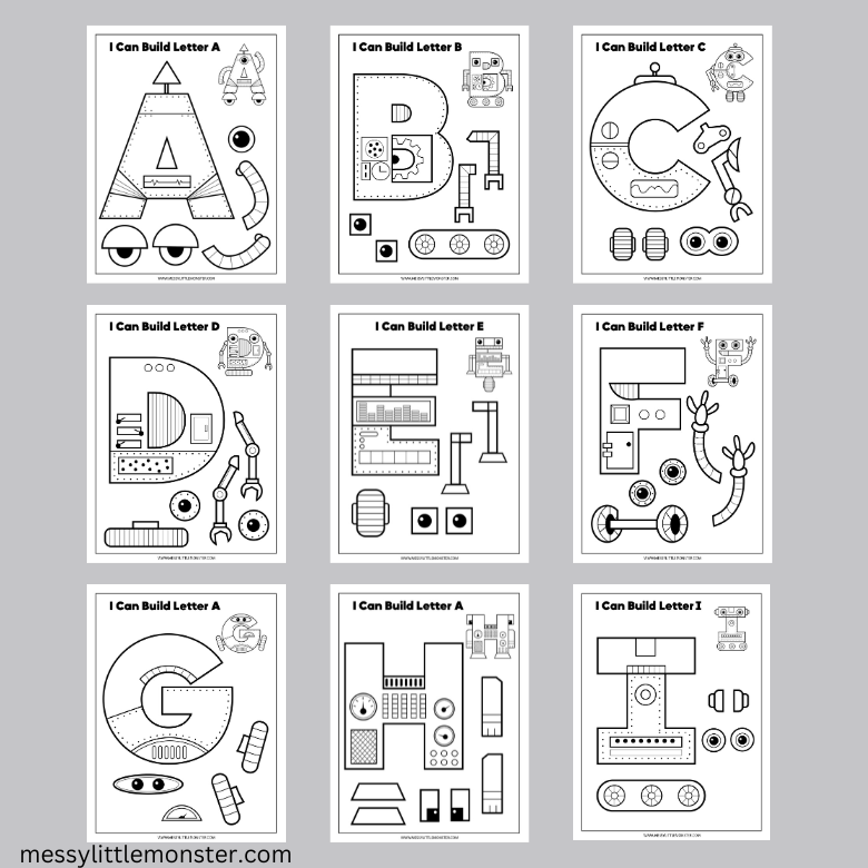 Build a Robot Alphabet Craft Printable – Messy Little Monster Shop