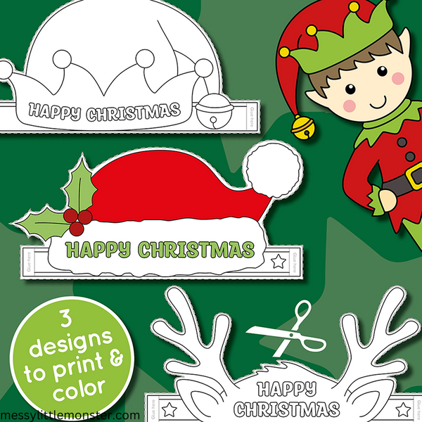 Christmas Hats Printable Paper Hat – Messy Little Monster Shop